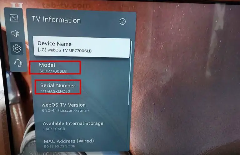 Hoe u het model- en serienummer kunt vinden in het LG TV-menu | nl.tab-tv